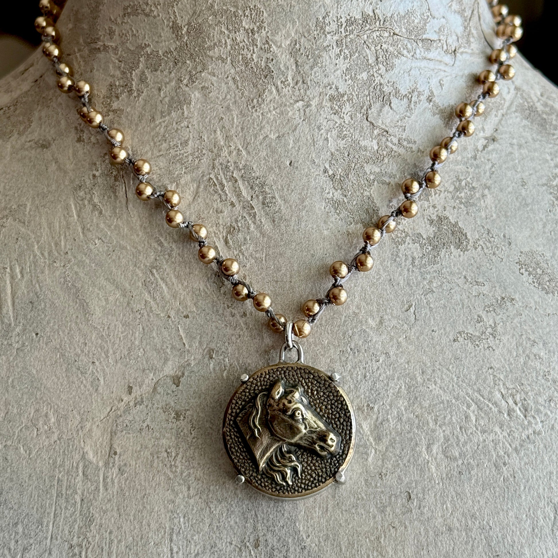 Paris Brass Horse Head Button Necklace – Sally Lowe Design