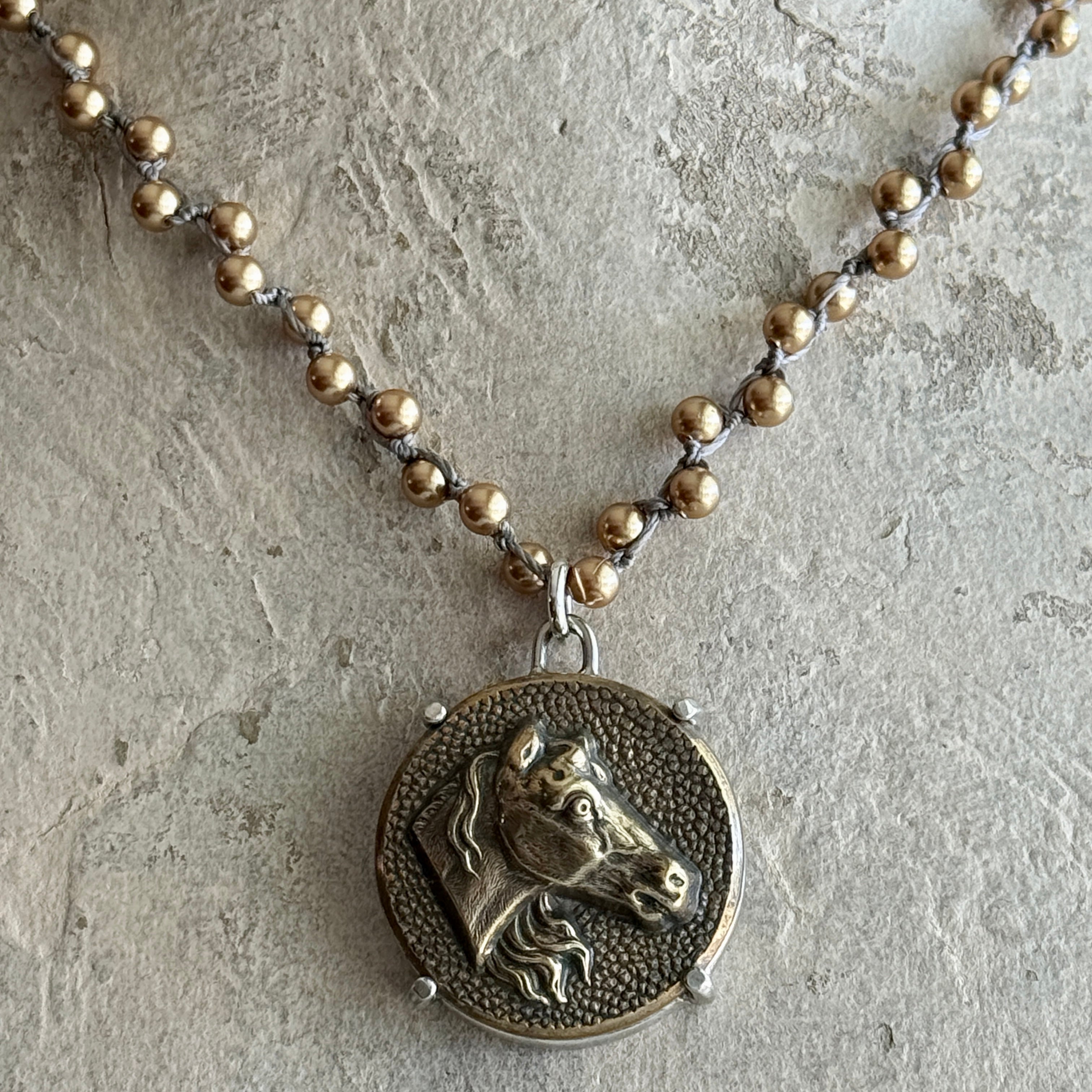 Paris Brass Horse Head Button Necklace – Sally Lowe Design