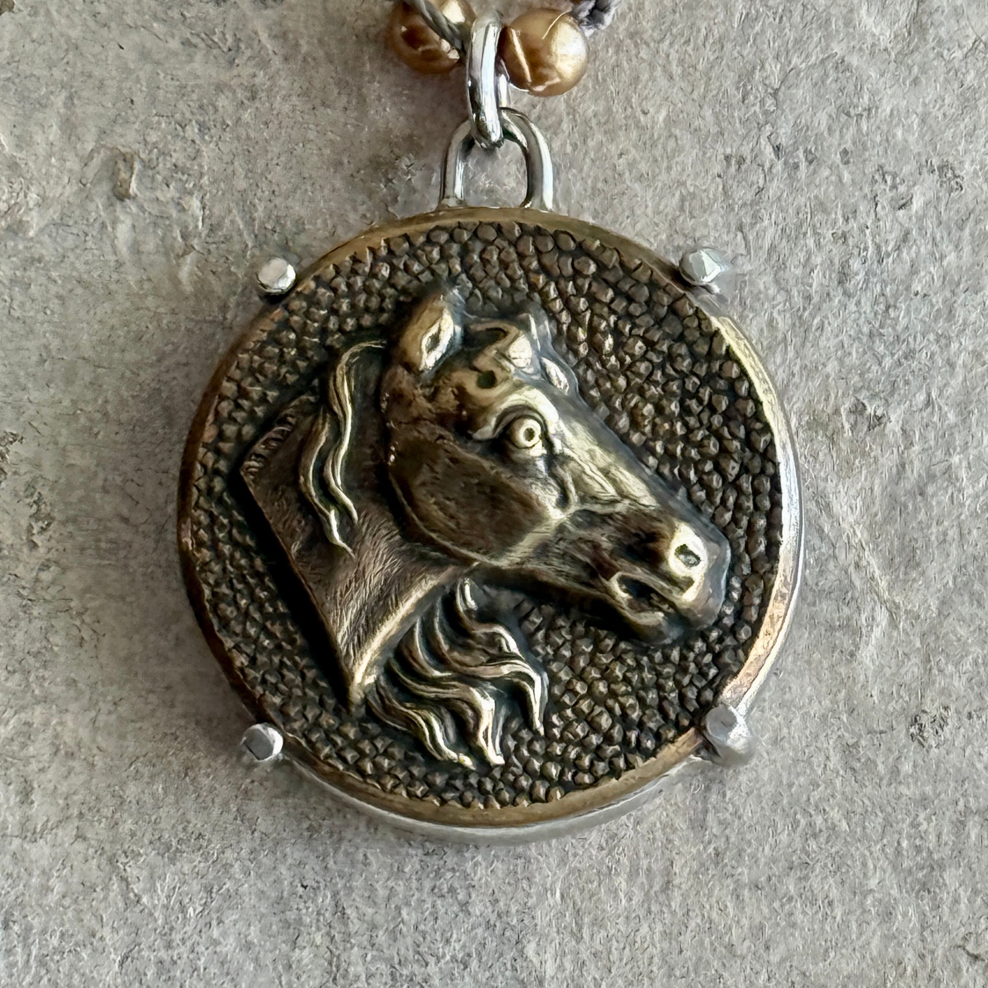 Paris Brass Horse Head Button Necklace – Sally Lowe Design